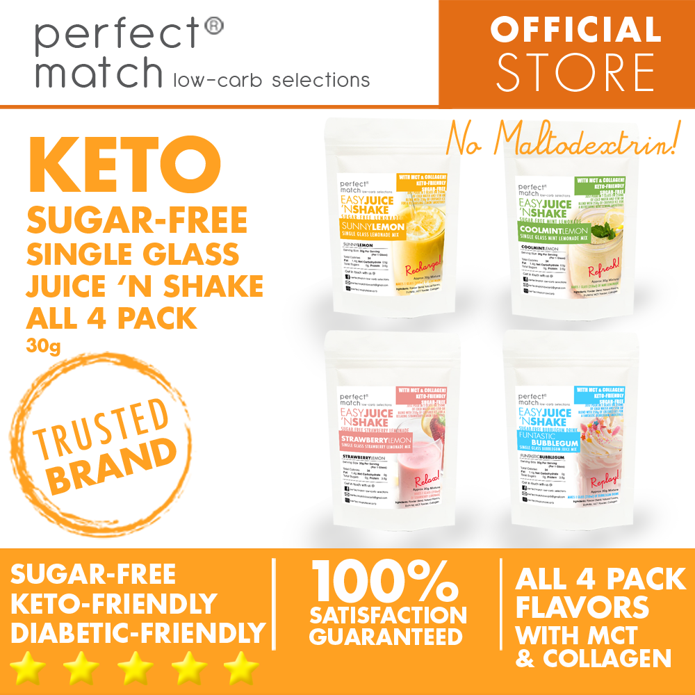 PerfectMatch Low-carb® l Keto Juice N’ Shake l 4 Single Pack -All Flav ...